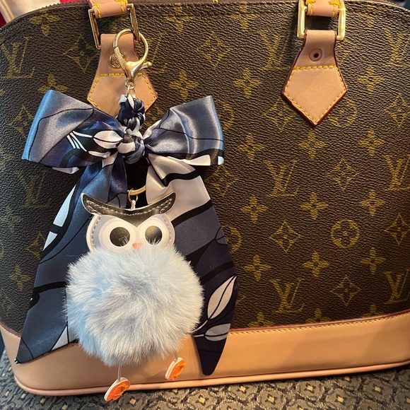 Bags | Purse Bow Scarf Owl Design Navy Blue White Beautiful Scarf Clip ...